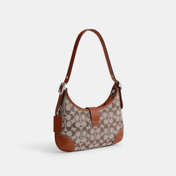 Coach Hamptons Hobo Bag In Crystal Signature Jacquard - Silver